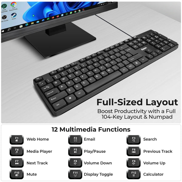 FOXIN Keysoft Wired USB Keyboard - Foxin Brand Store
